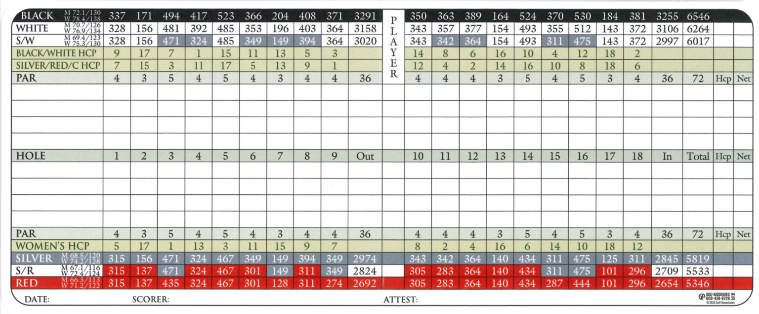 Scorecard – The Mission Club – Lompoc, CA